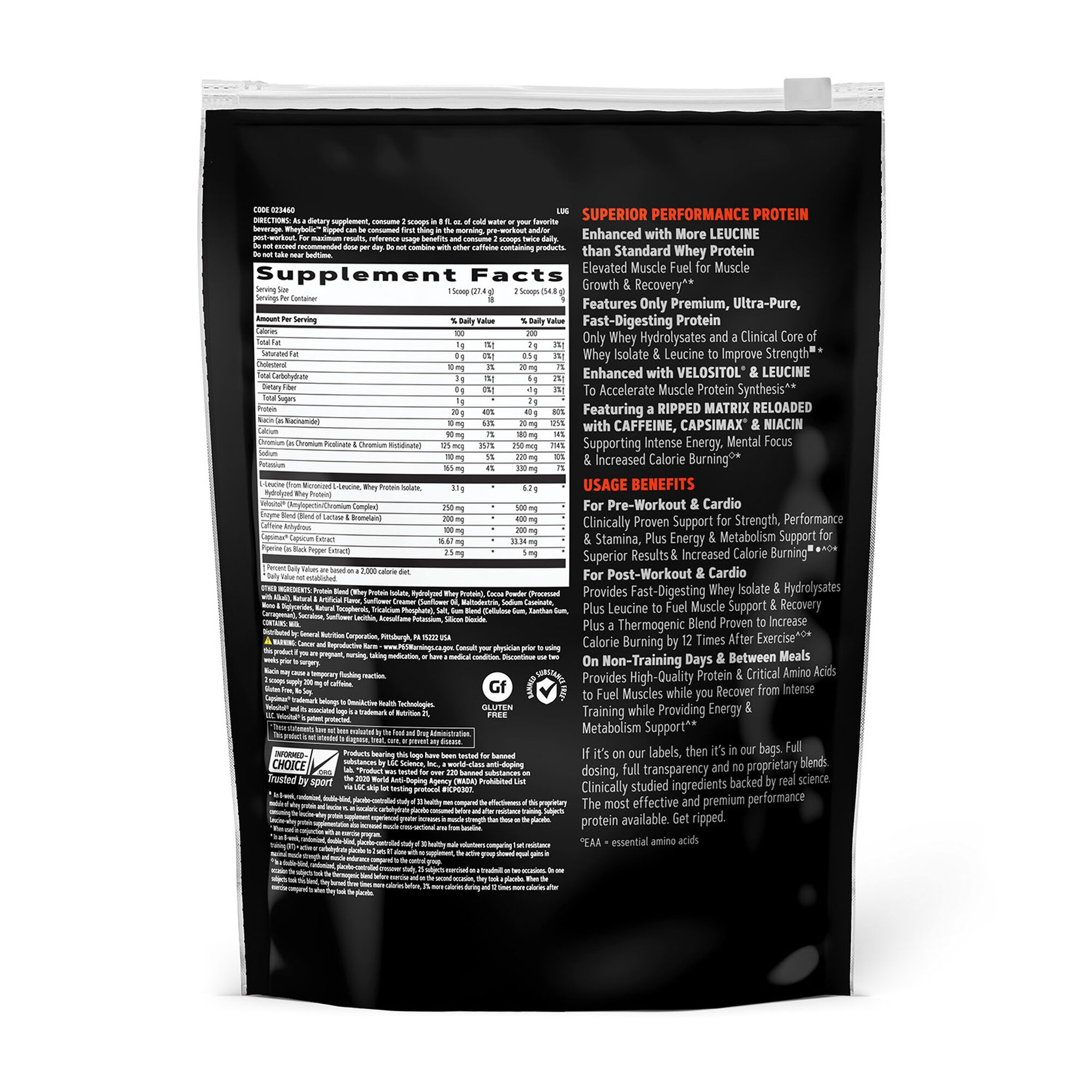 GNC AMP Wheybolic™ Ripped, Proteina din Zer, cu Aroma de Ciocolata, 493 ...