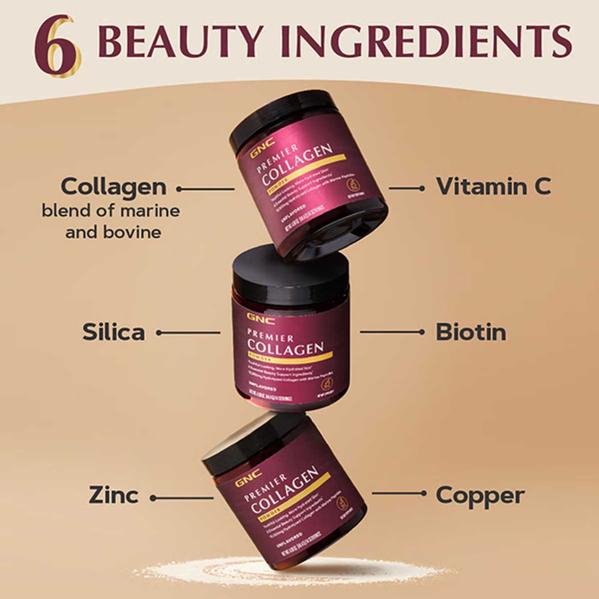 GNC Premier Collagen Powder, Formula Premium de Peptide de Colagen ...