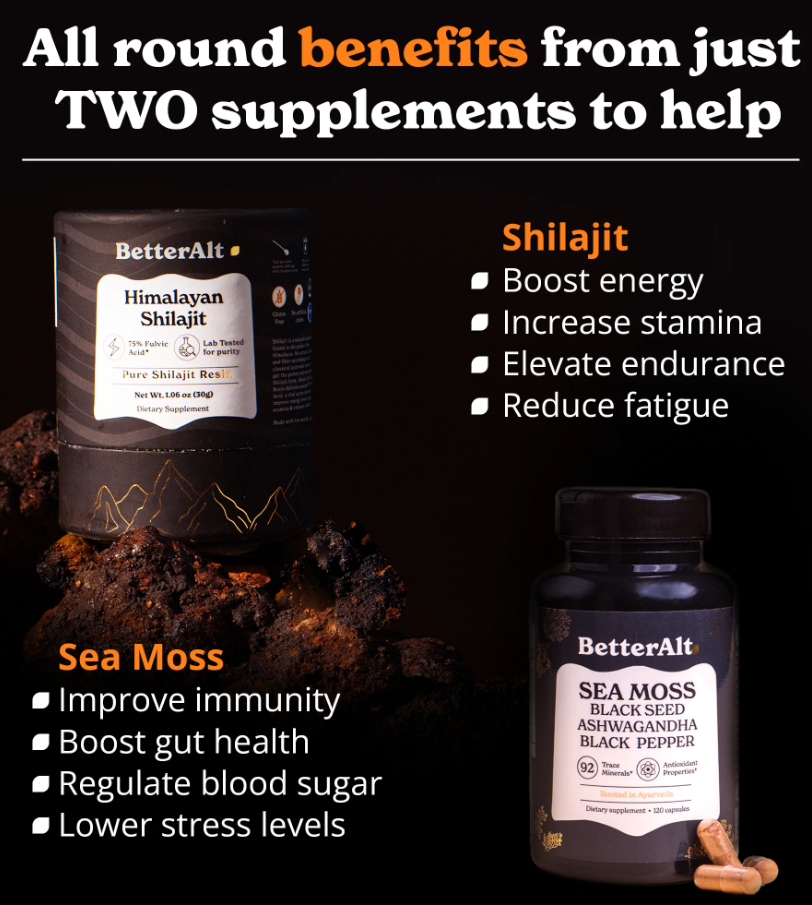 BETTER ALT® Shilajit Sea Moss, Shilajit Formula with Sea Moss, Ashwagandha and Tongkat Ali, 120 ...