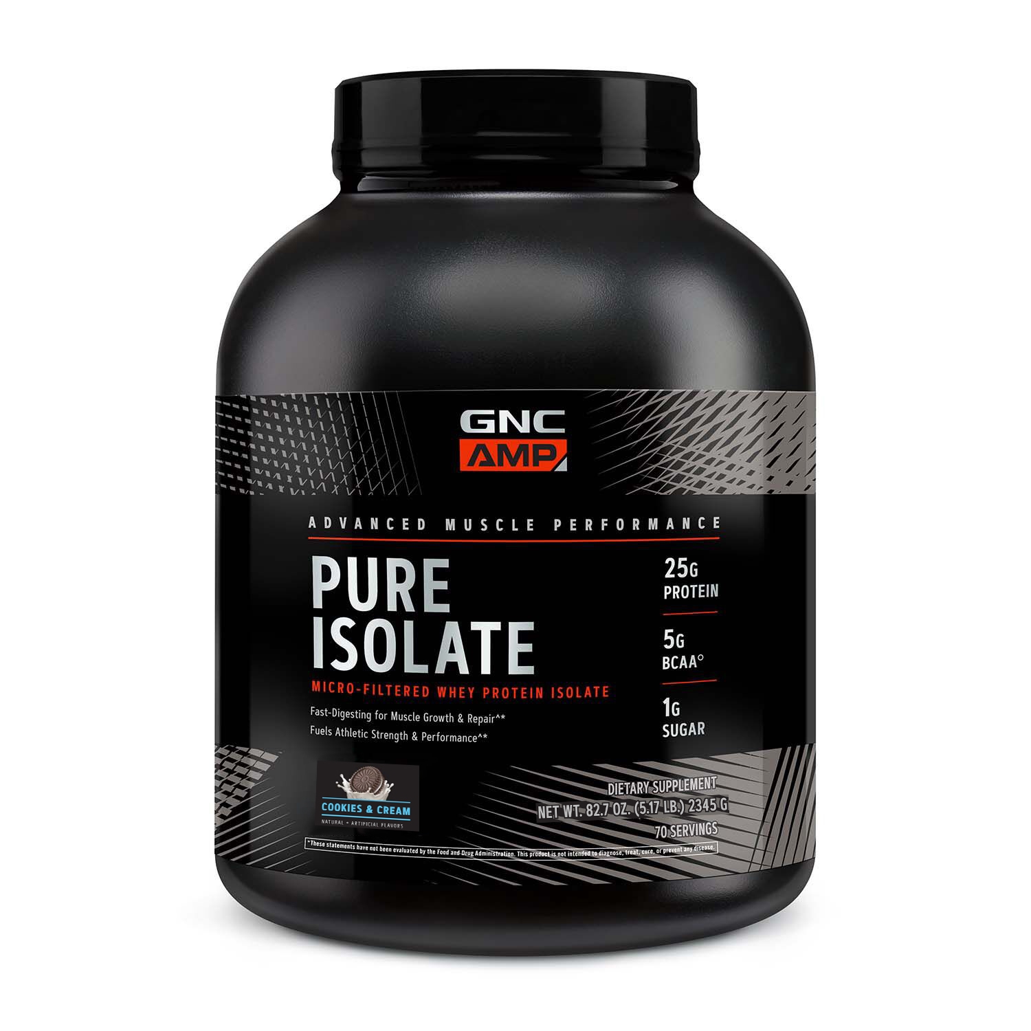 GNC AMP Pure Isolate, Whey Protein Isolate with Cookies and Cream ...
