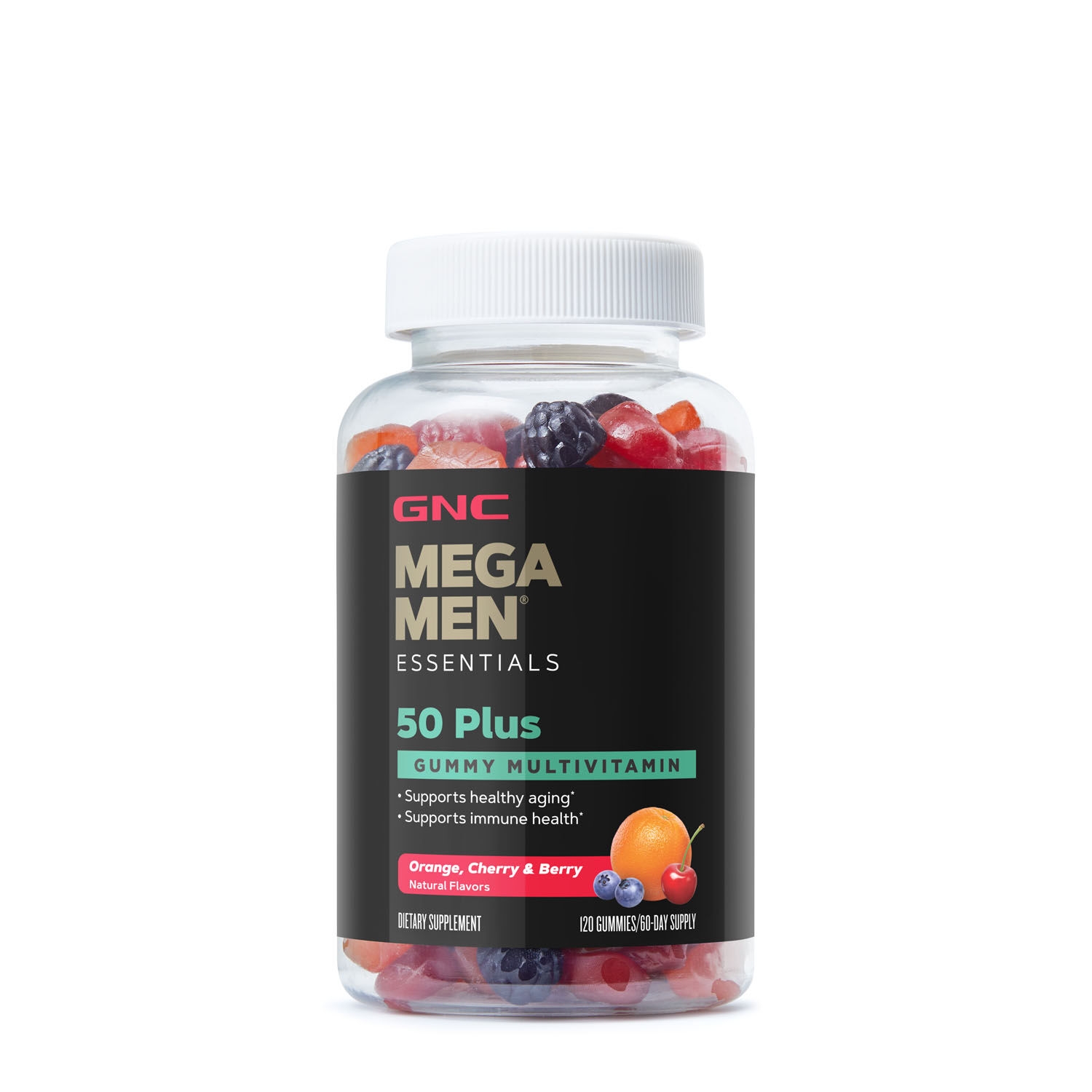 GNC Mega Men® Essentials Gummy Multivitamin 50 Plus, Jeleuri cu ...