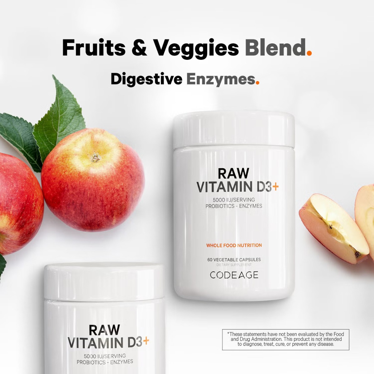 Codeage Raw Vitamin D3, Vitamina D3 (5000 IU) naturala din Saccharomyces Cerevisiae, 60 cps ...