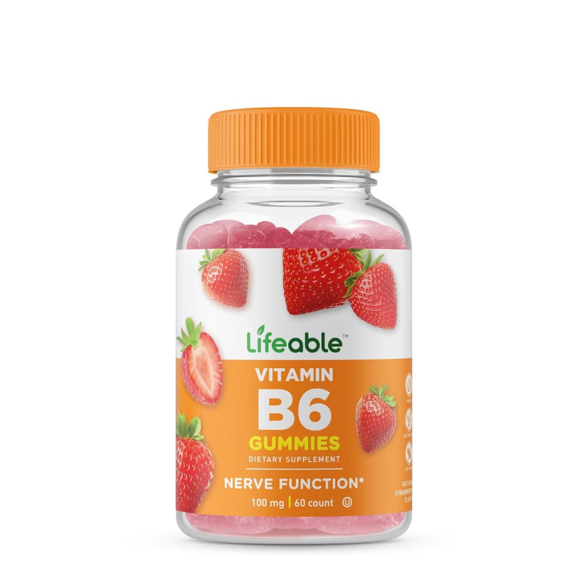 Lifeable™ Vitamin B6 Gummies Strawberry, jeleuri cu vitamina B6 cu ...