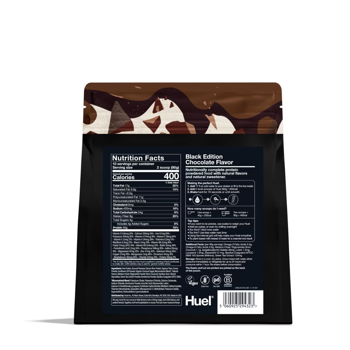 Huel® Black Edition, High-Protein Meal Powder, Masa Completa Bogata in Proteine 100% Vegana, cu ...