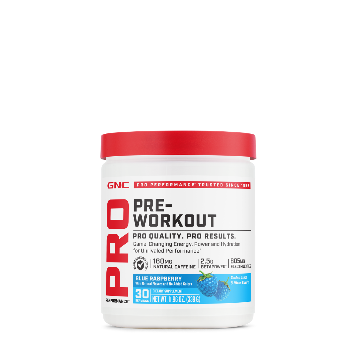 GNC Pro Performance® Pre-Workout - Blue Raspberry Flavor, Pre-Workout ...
