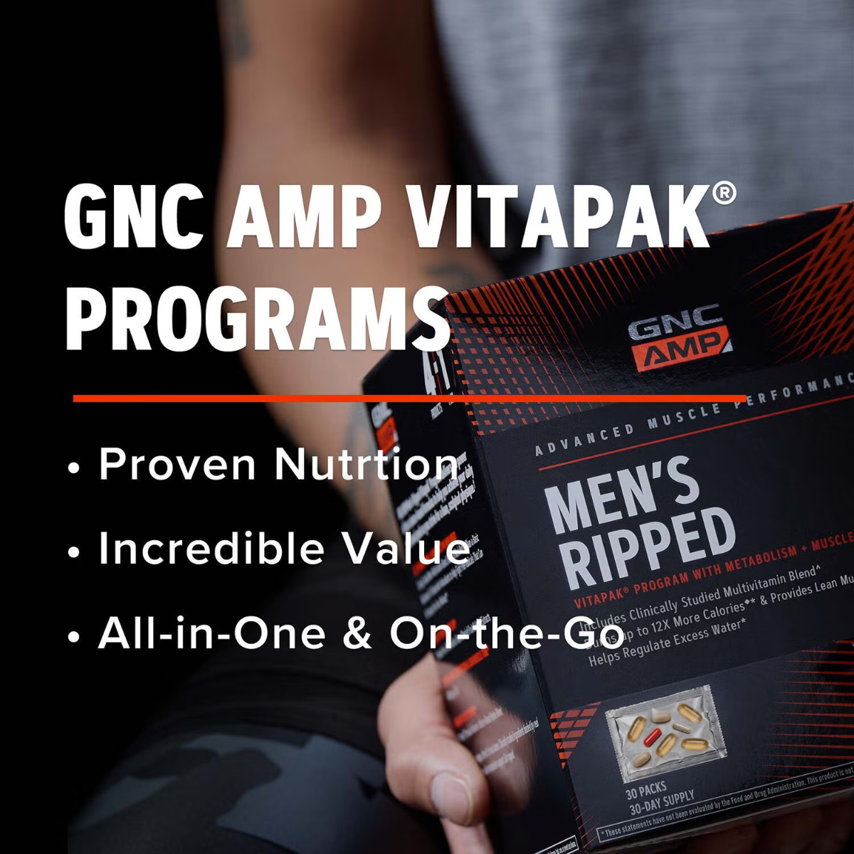 GNC AMP Men's Ripped Vitapak® Program Complex de Multivitamine Pentru ...