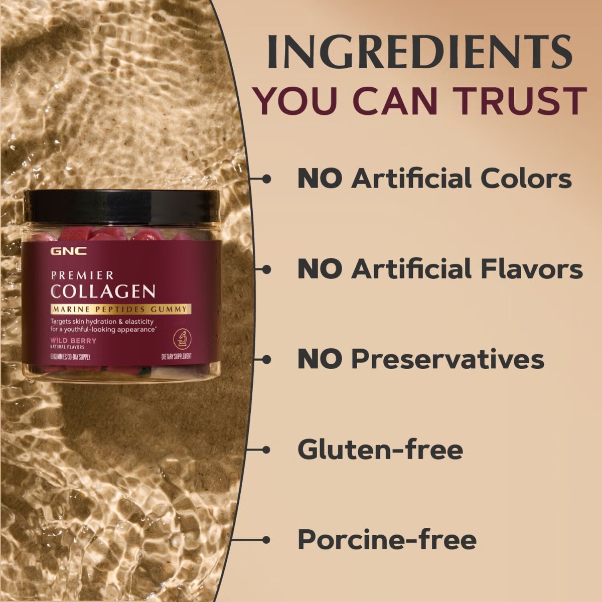 GNC Premier Collagen Marine Peptides Gummy, supliment cu peptide marine ...