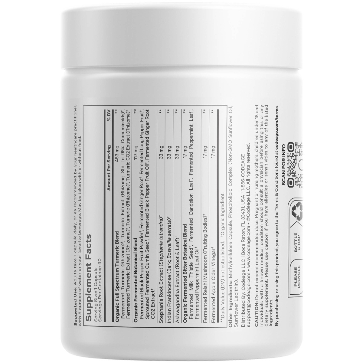 CodeAge Turmeric Lipozomal Fermentat + Piper negru, Curcumin si Ghimbir ...