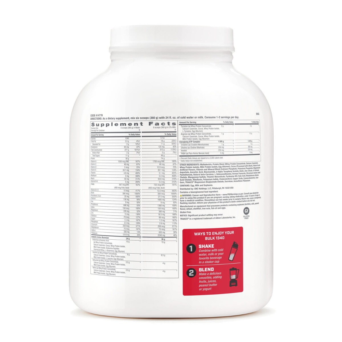 GNC Pro Performance® Bulk 1340, Formula Proteica Pentru Crestere In ...